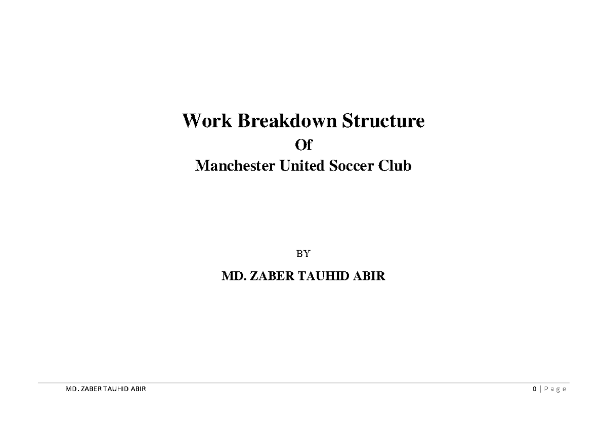 Work Breakdown Structure of Manchester U - Work Breakdown Structure Of ...