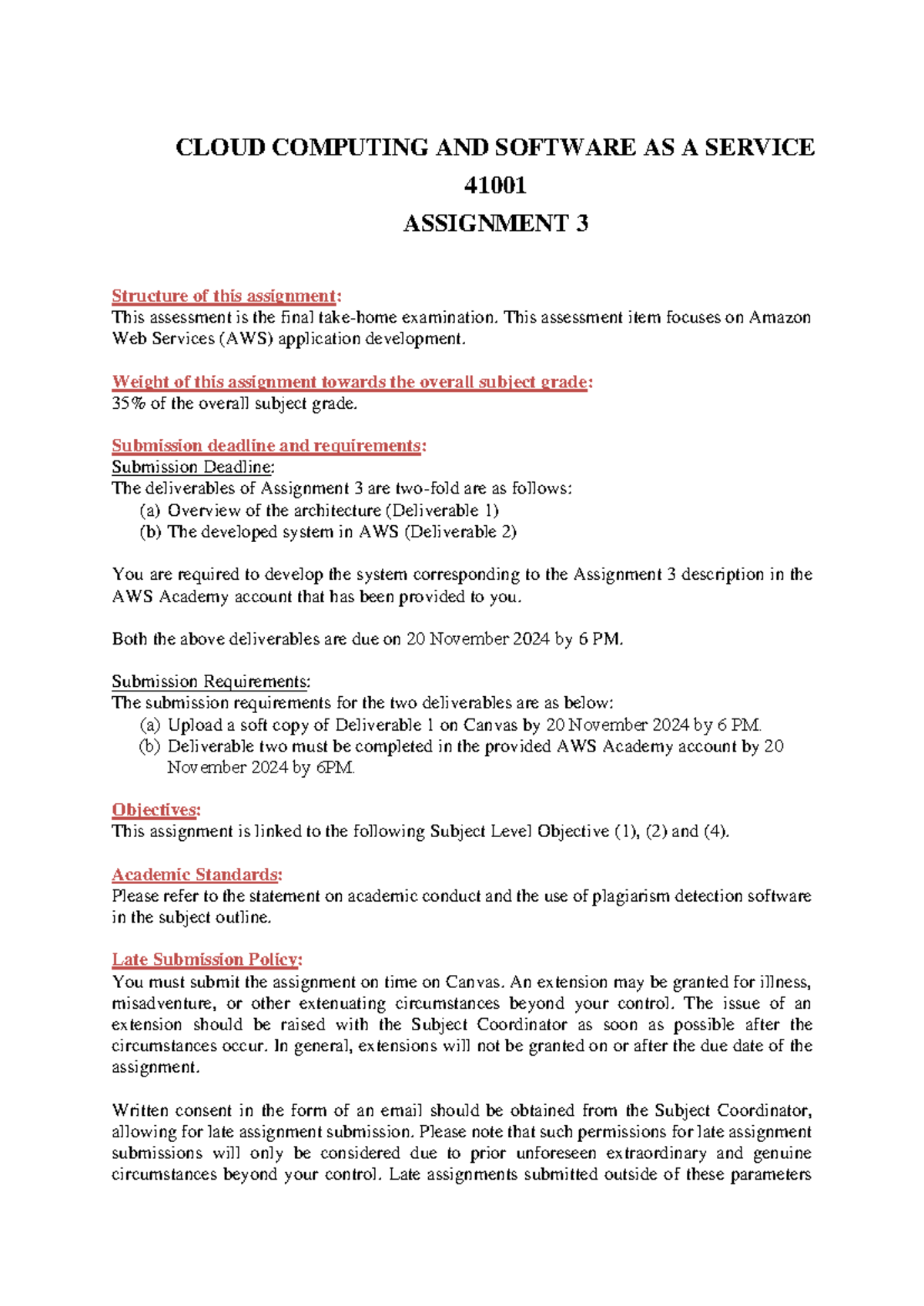 41001 Assignment 3 description - Structure of this assignment: This assessment is the final ...