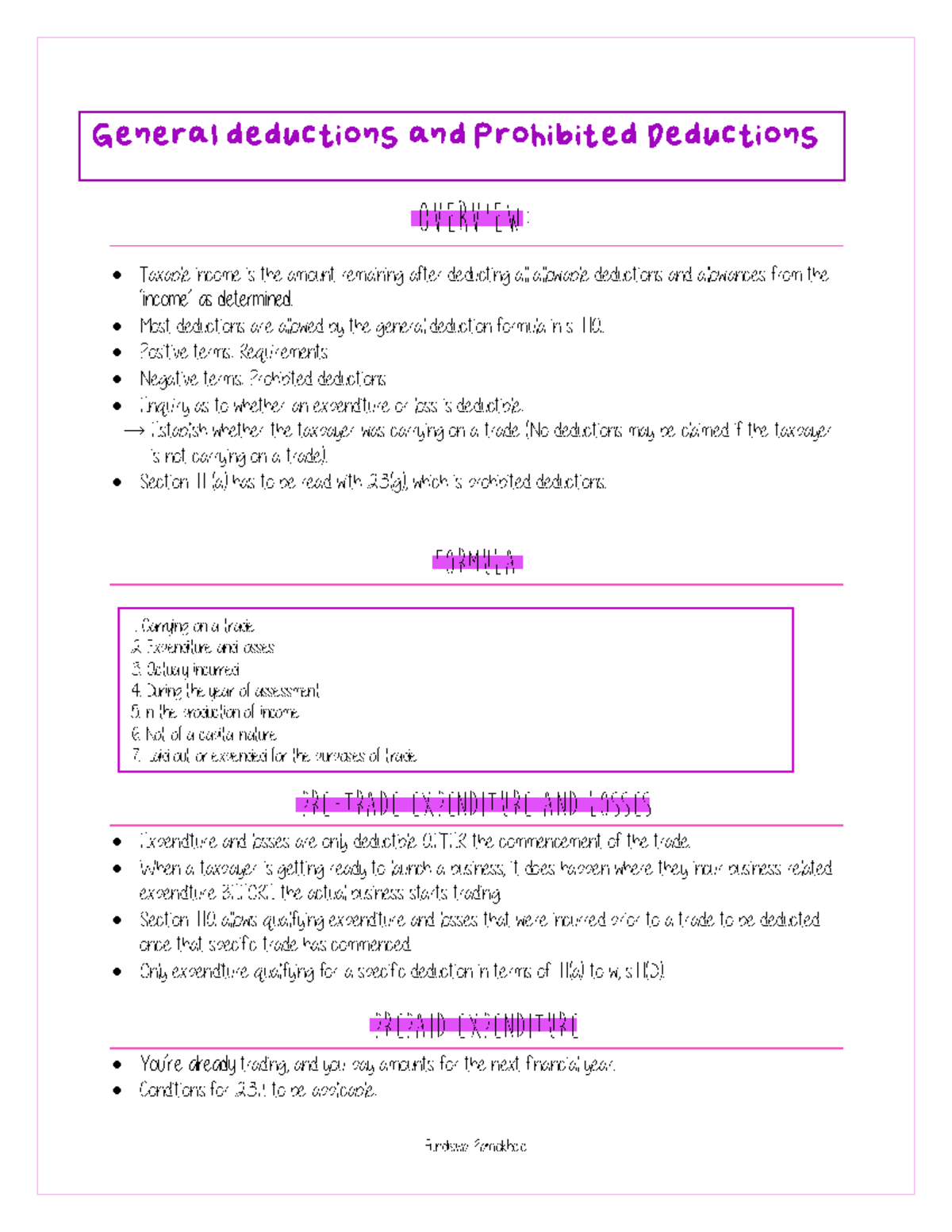 General and Prohibited deductions[ 4584] - Overview: Taxable income is ...