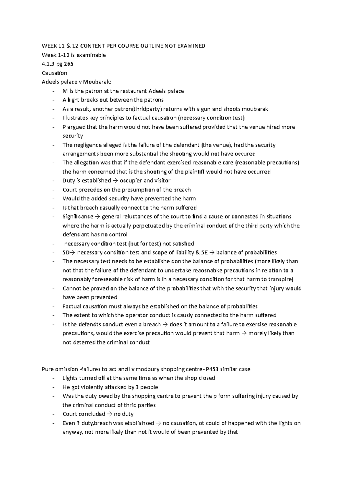 4. Damages - WEEK 11 & 12 CONTENT PER COURSE OUTLINE NOT EXAMINED Week ...