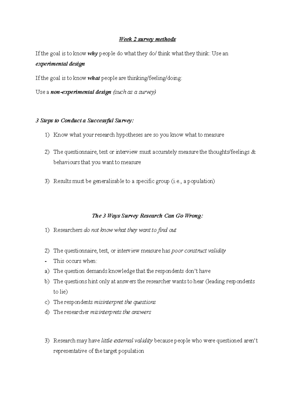 Week 2 Survey Methods Reading And Lecture Notes For Week 2 3003 Psy