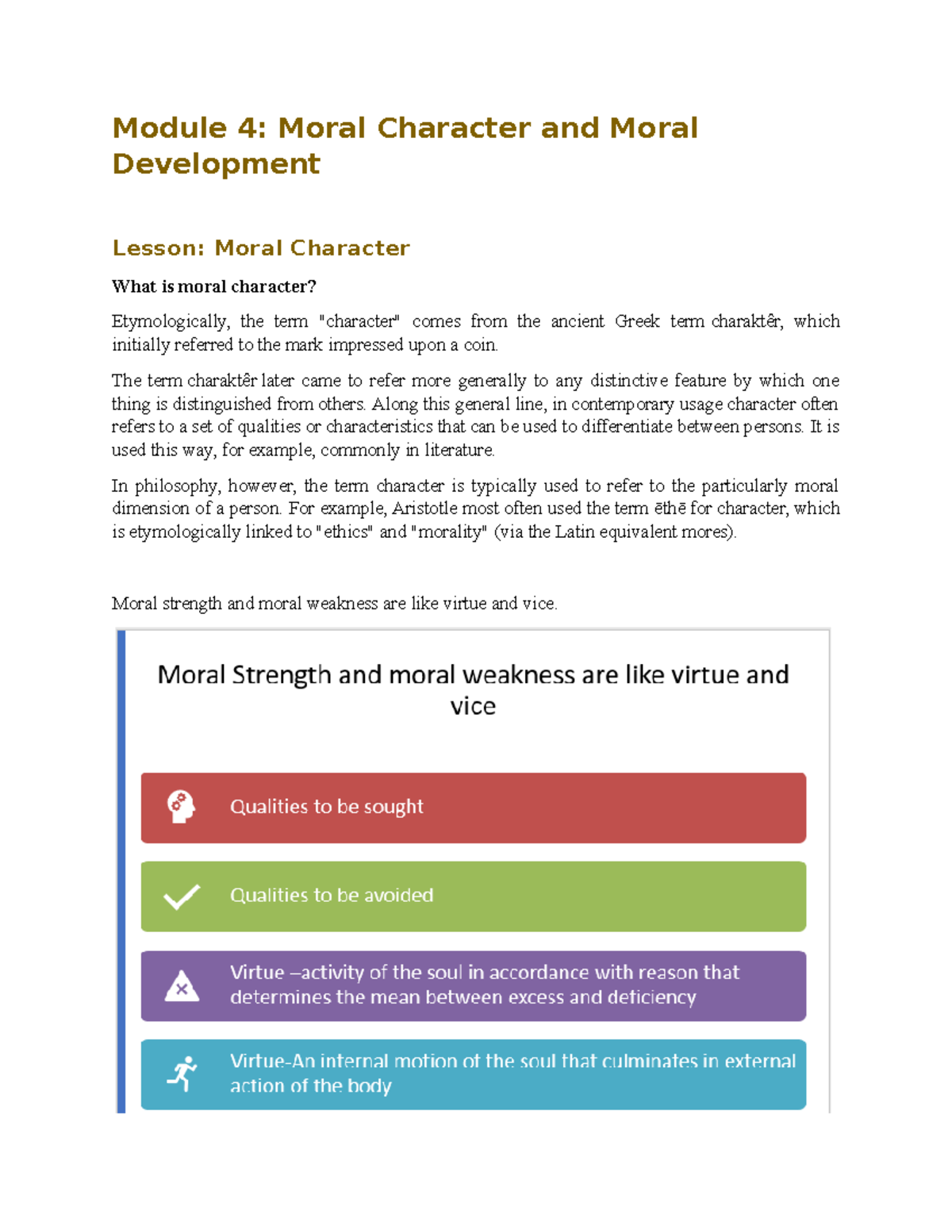 Module 4 Moral Character and Moral Development - Module 4: Moral ...
