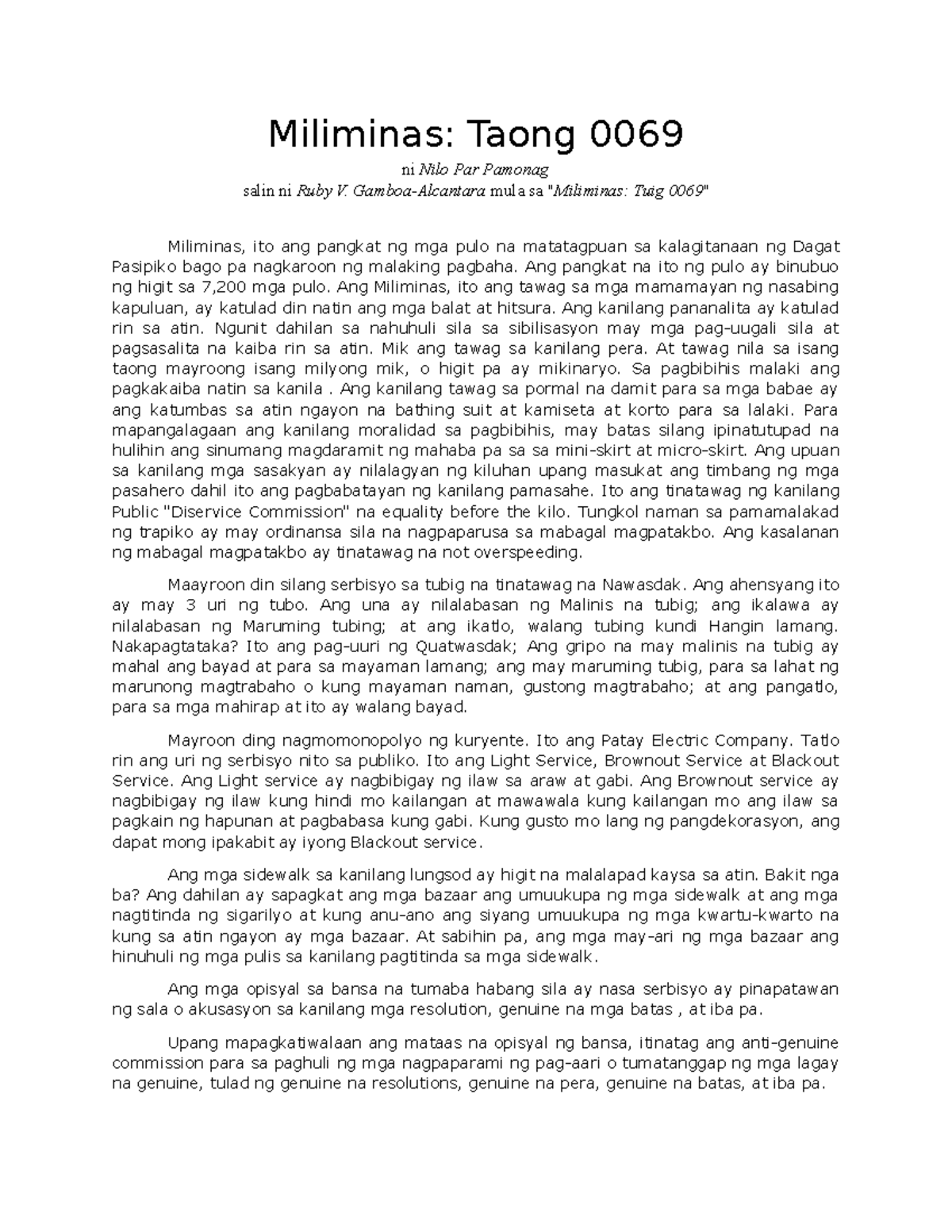 Lecture Note Miliminas 0069 (Komunikasiyon) - Miliminas: Taong 0069 ni ...