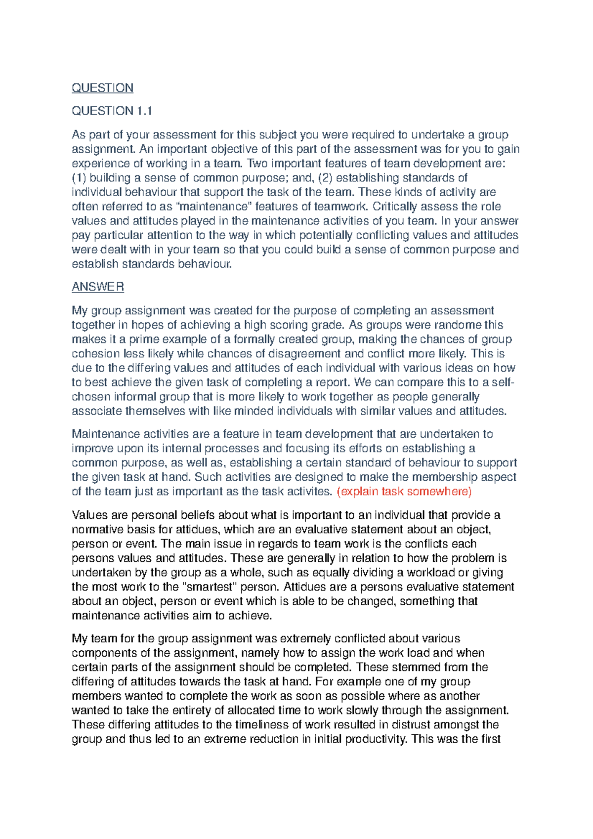 Example answer 2021 - QUESTION QUESTION 1. As part of your assessment ...