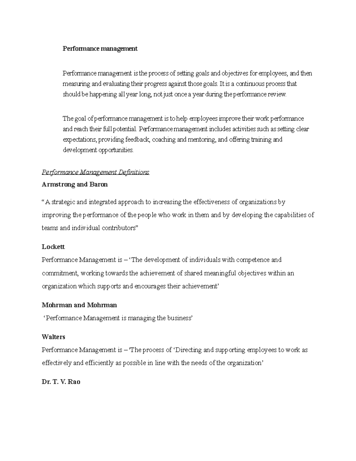 PRM Notes UNIT I - Performance management Performance management is the ...