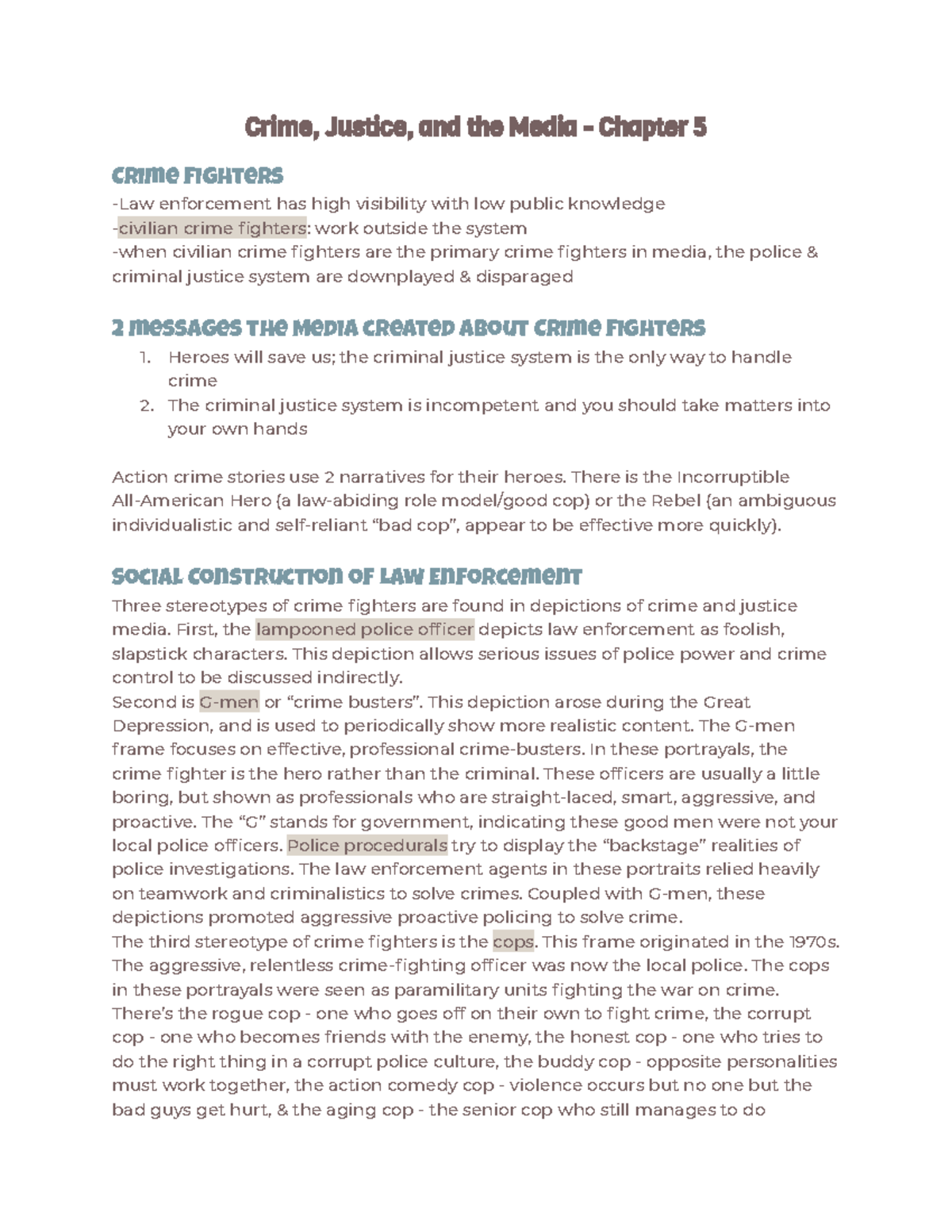 Crime, Justice, and the Media - Ch 5 Crime Fighters - Crime, Justice ...