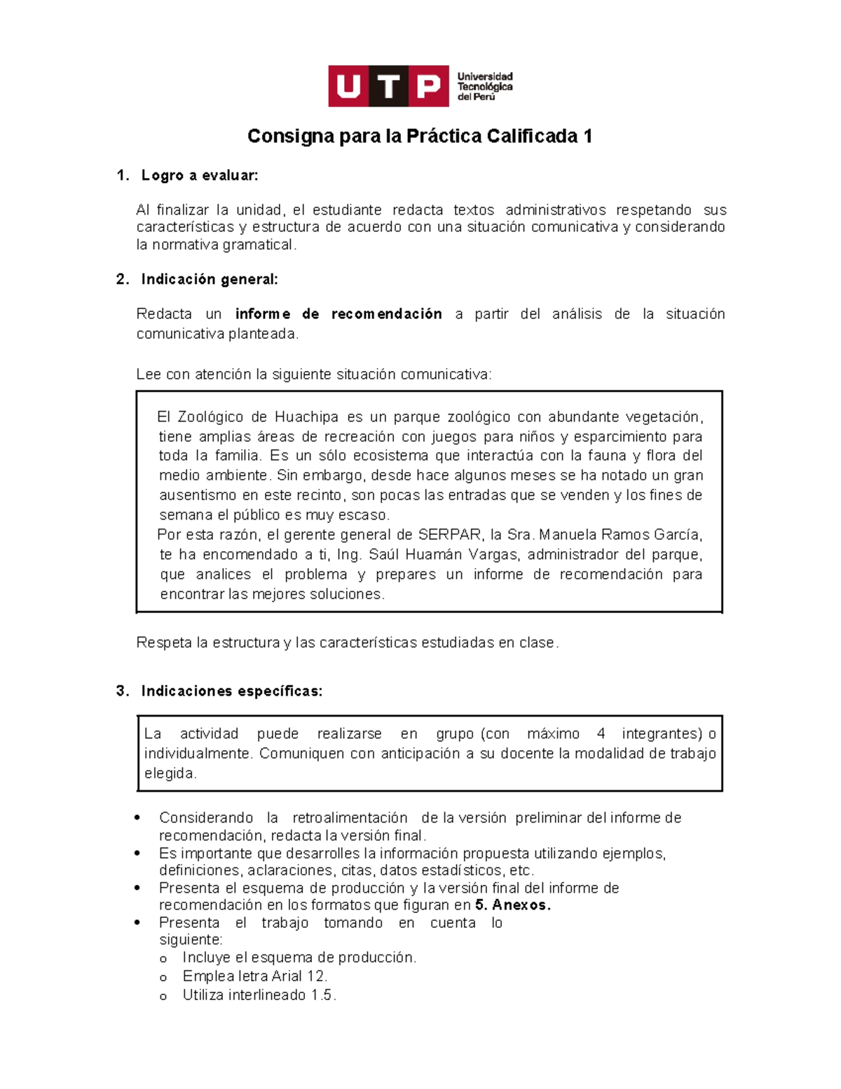 GC A16E PC1Consigna 23C2Av2 - Consigna para la Práctica Calificada 1 1. Logro a evaluar: Al ...