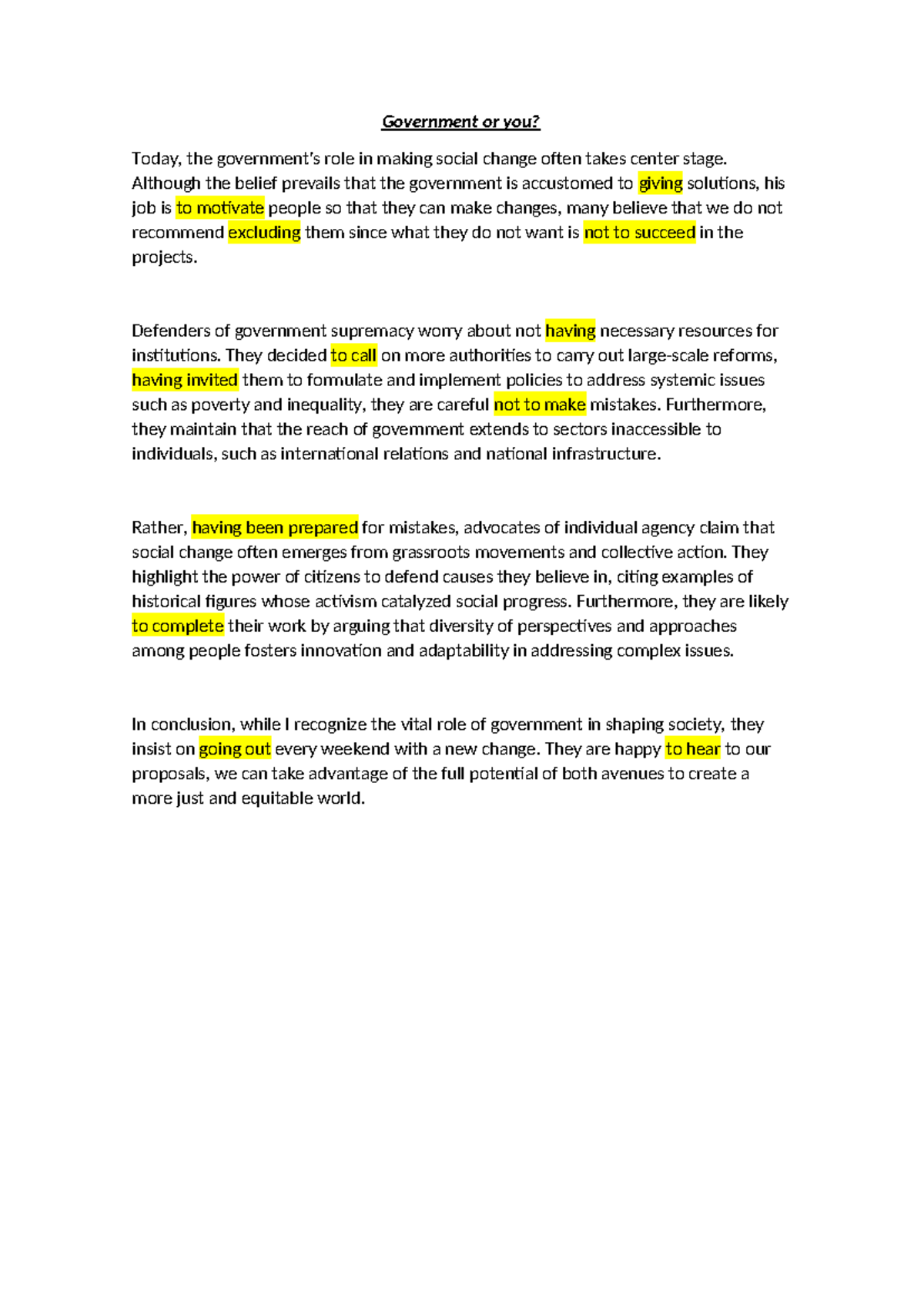 Termpaper 01- Bruce Angulo - Government or you? Today, the government's ...