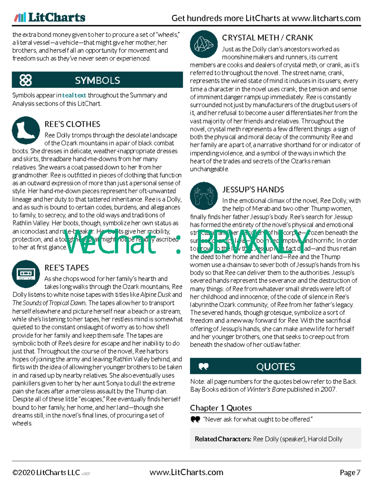 Winters-Bone-Lit Chart 7 - the extra bond money given to her to procure ...