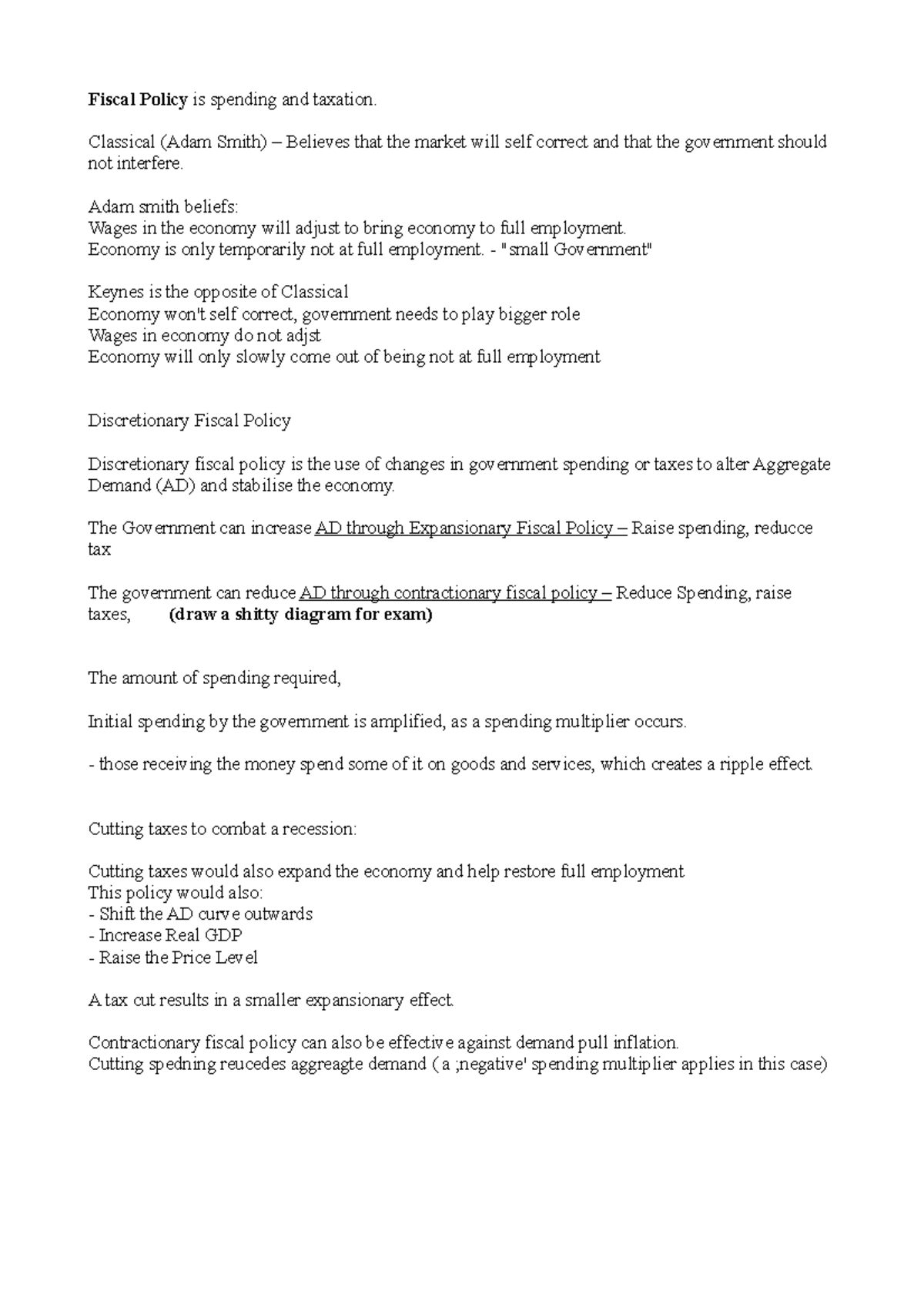 Session 10 - Economics Notes - Stephanie Boss - Fiscal Policy is ...