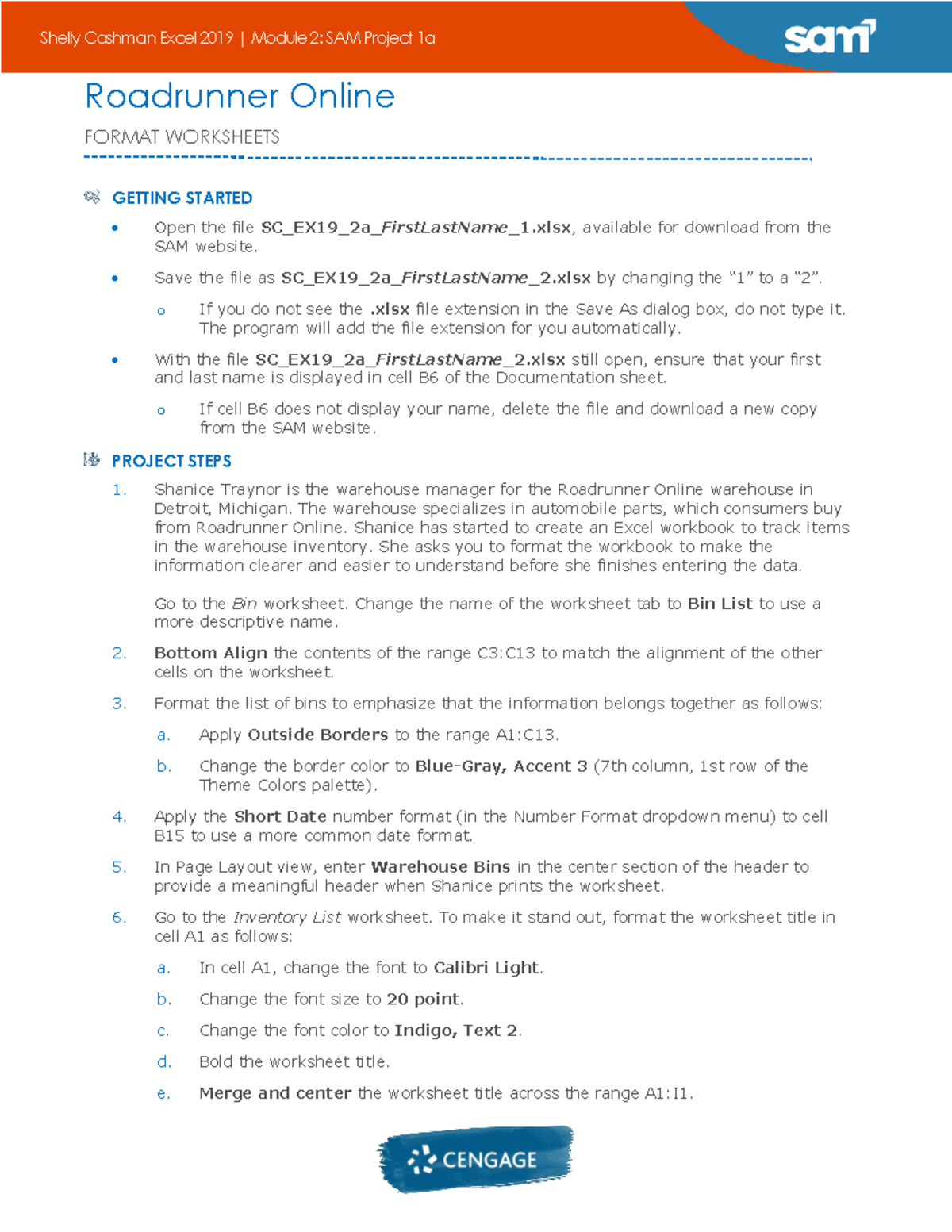 Instructions SC EX19 2a - Project 2 - Roadrunner Online FORMAT ...