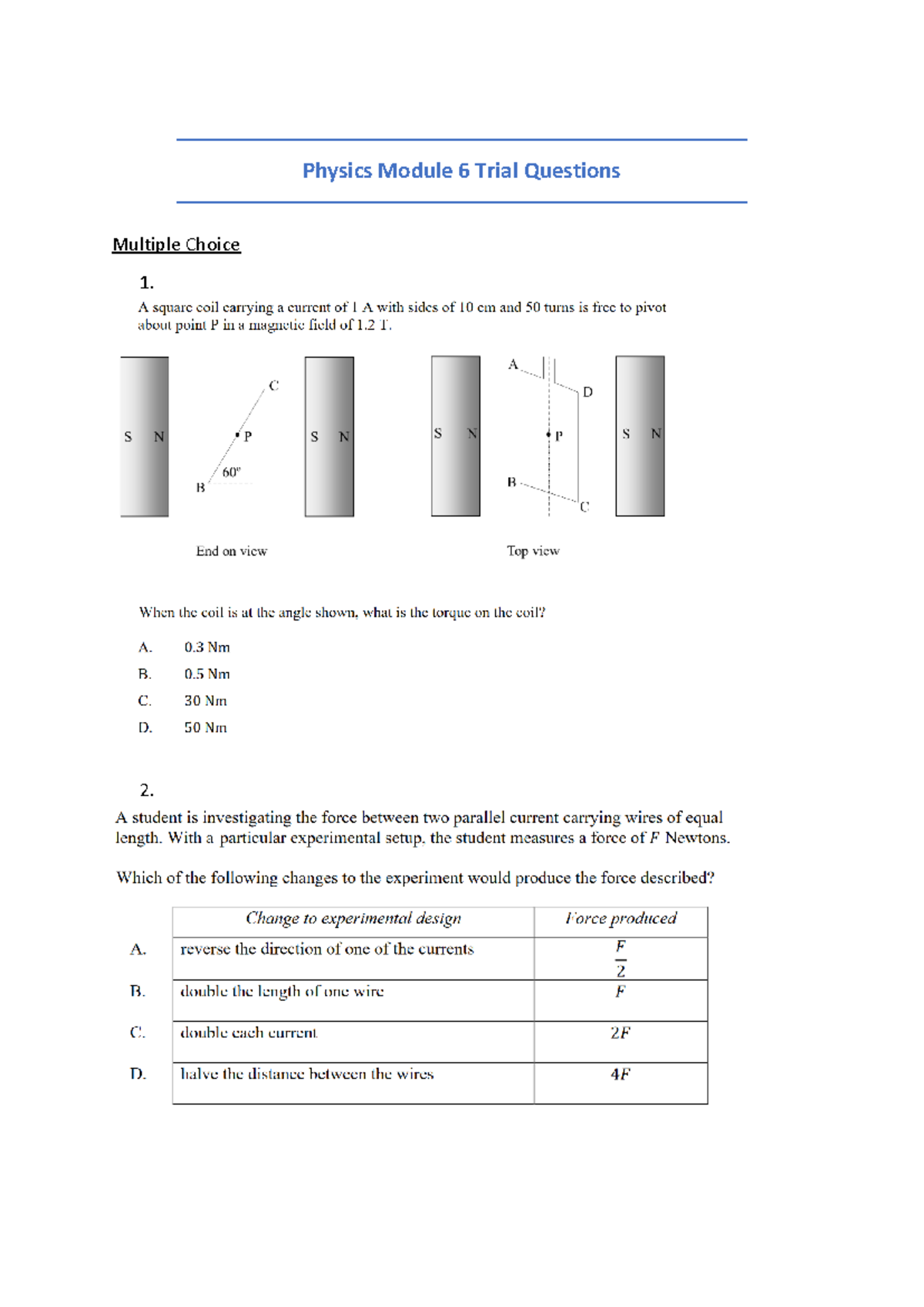 Trial Questions 1 - noobuoinfn4 4gn2o. g piwg lw wg - Physics Module 6 ...