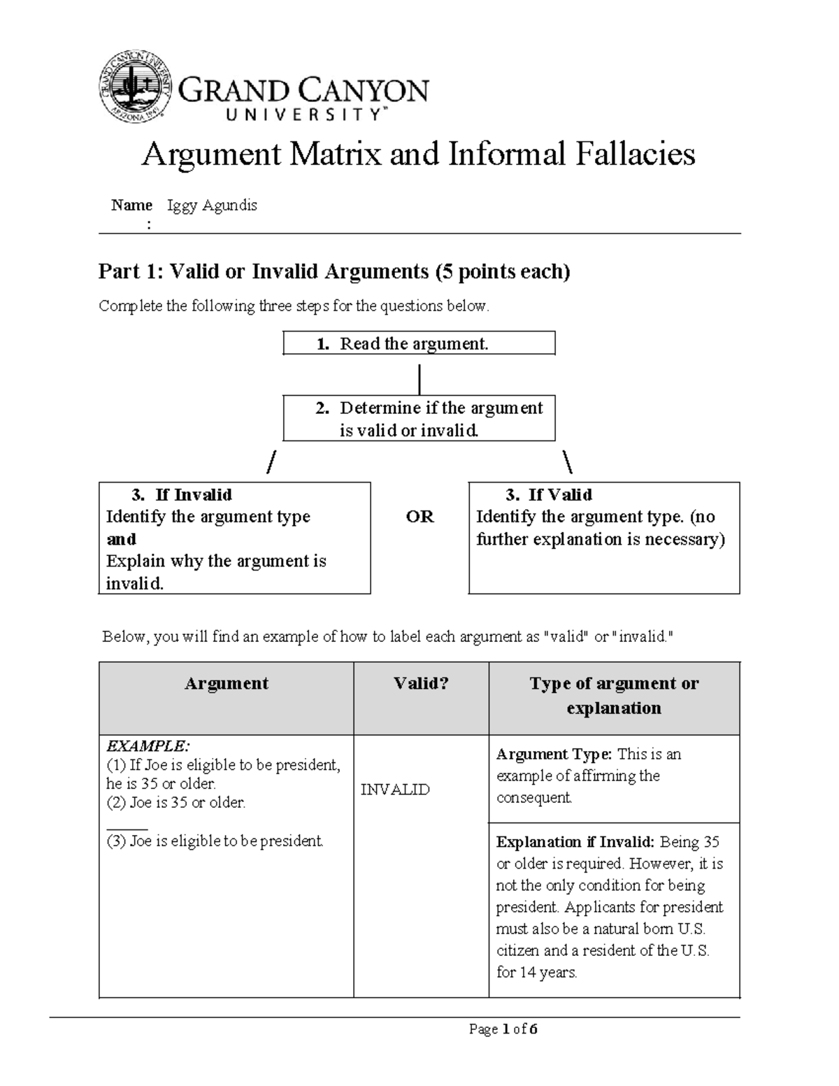 Argument Matrix Worksheet 2024 - Argument Matrix and Informal Fallacies ...