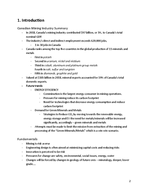 MINE 292 Lecture 2 Summary - 2. Process Mineralogy and Comminuon Grade ...
