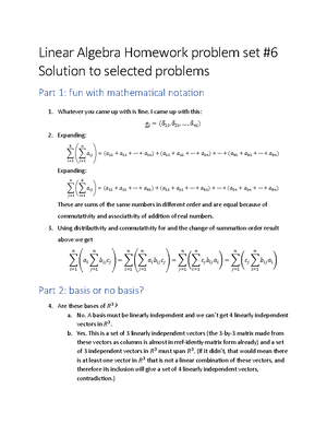 HW1 - Homework - Linear Algebra, Spring 2023 Homework 1 Due Thursday ...