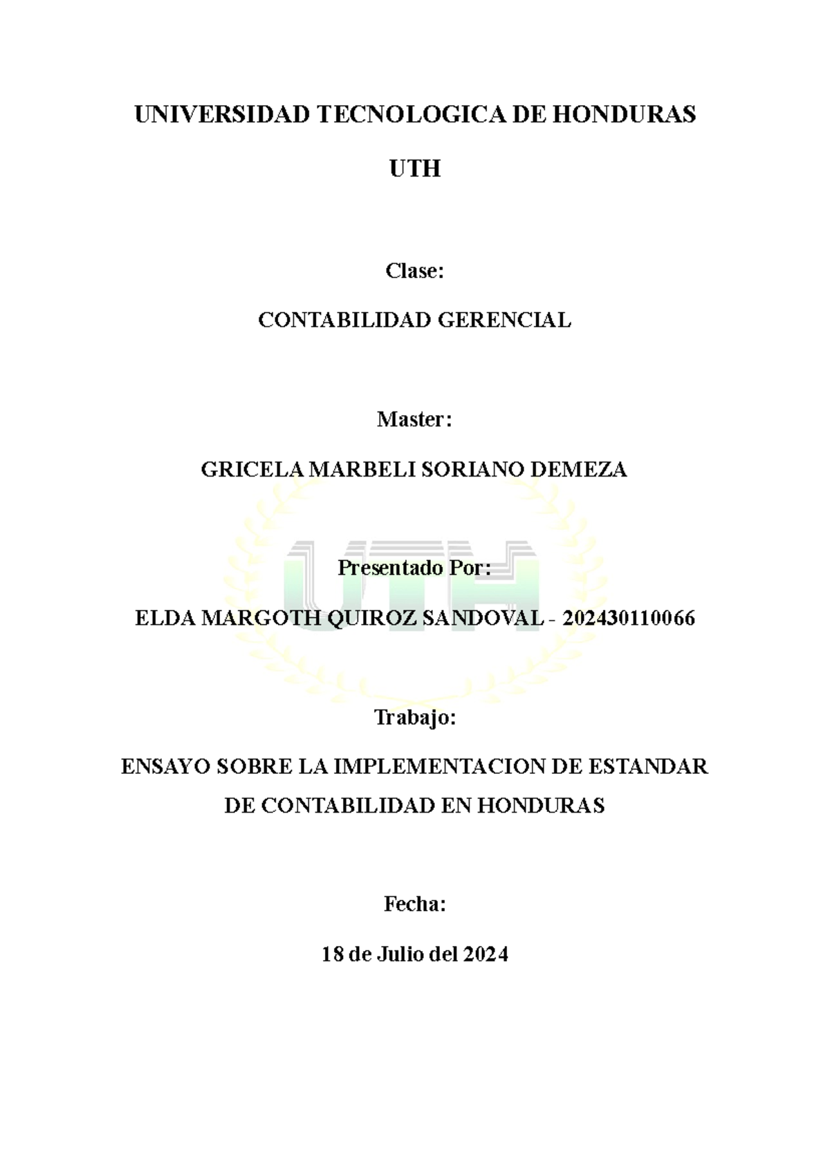 Ensayo contabilidad - contailidad - UNIVERSIDAD TECNOLOGICA DE HONDURAS ...