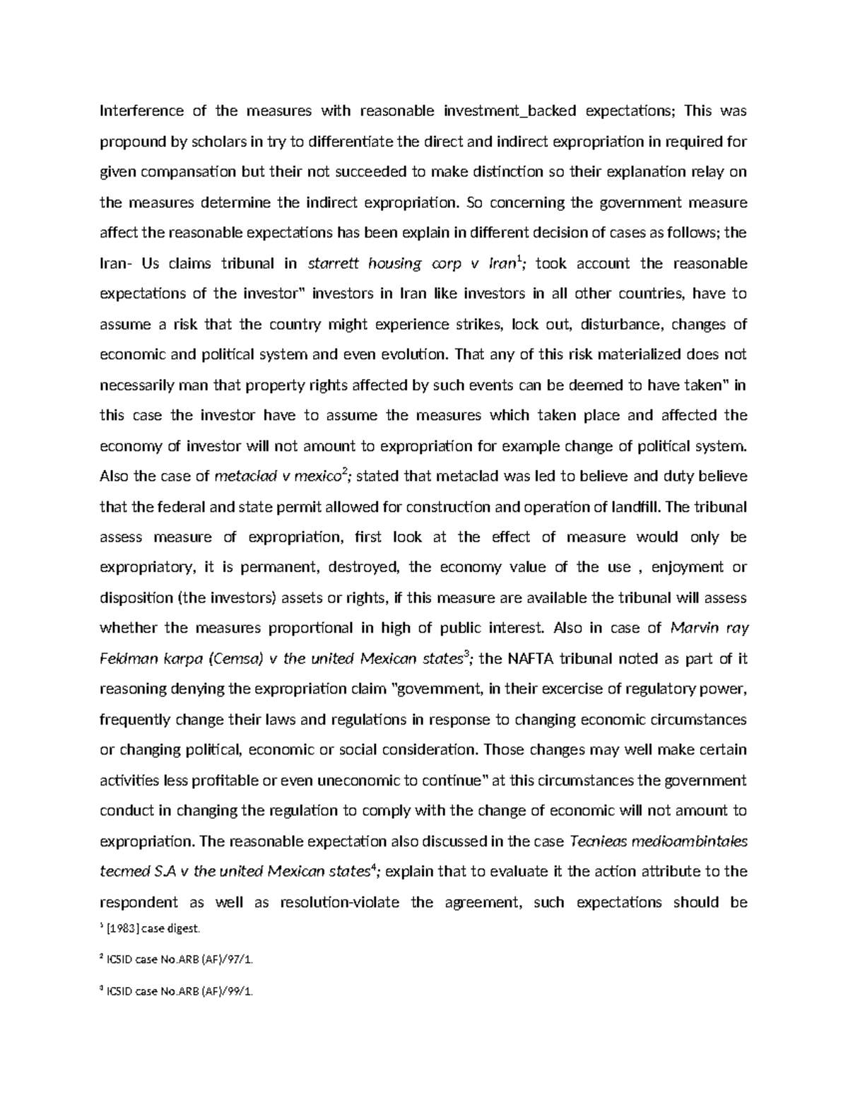 Investment - Interference of the measures with reasonable investment ...