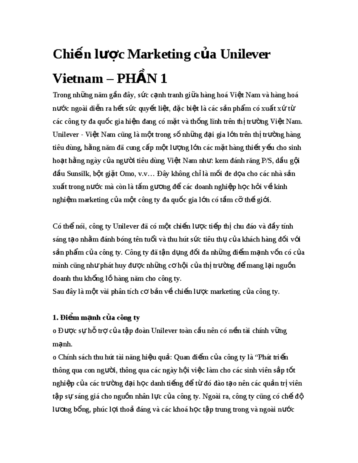 Chiến lược marketing của Unilever Vietnam - Phần 1 370014 - Chi n l c Marketing c a Unileverế ượ ...