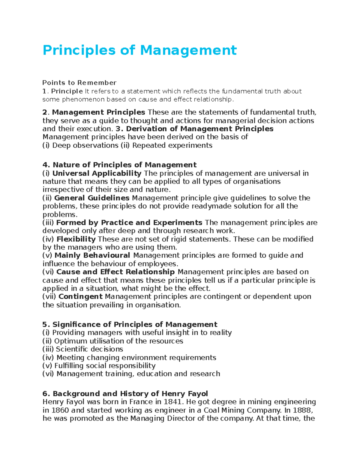 Document (14) - It is a lecture note - Principles of Management Points ...