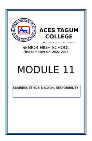 Business Ethics Social Responsibility 14 - SENIOR HIGH SCHOOL First ...