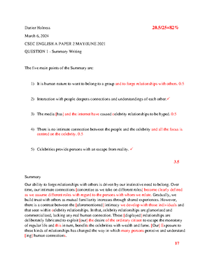 CSEC English A 2023 Paper 2 Study Guide - CSEC English A 2023 Paper 2 ...