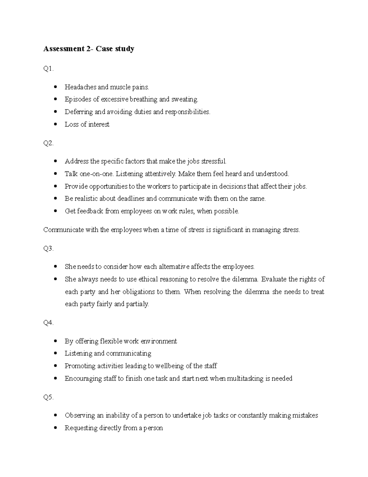 Case study Chcmgt 005 - N/A - Assessment 2- Case study Q1. Headaches and muscle pains. Episodes ...