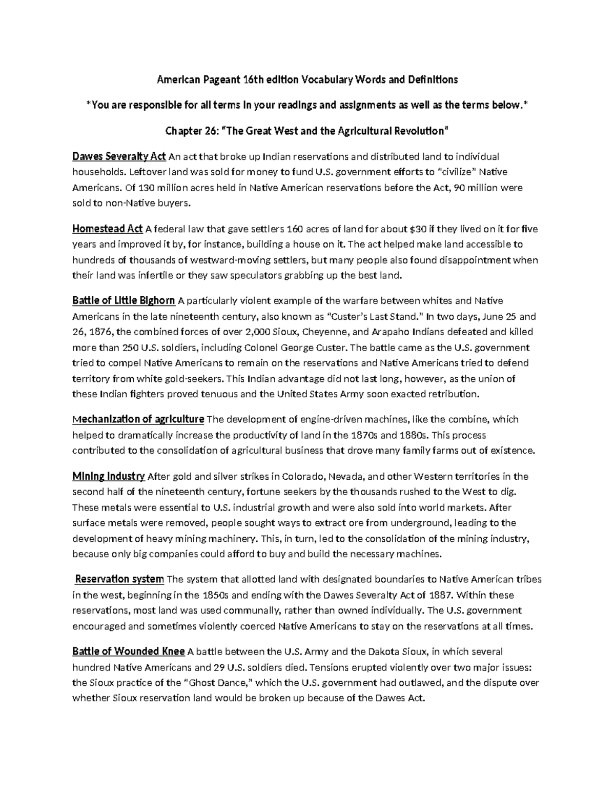 Chapter 26 vocab words - mnefgvyugdiwhowijdvdugdwidjfgdod - American ...