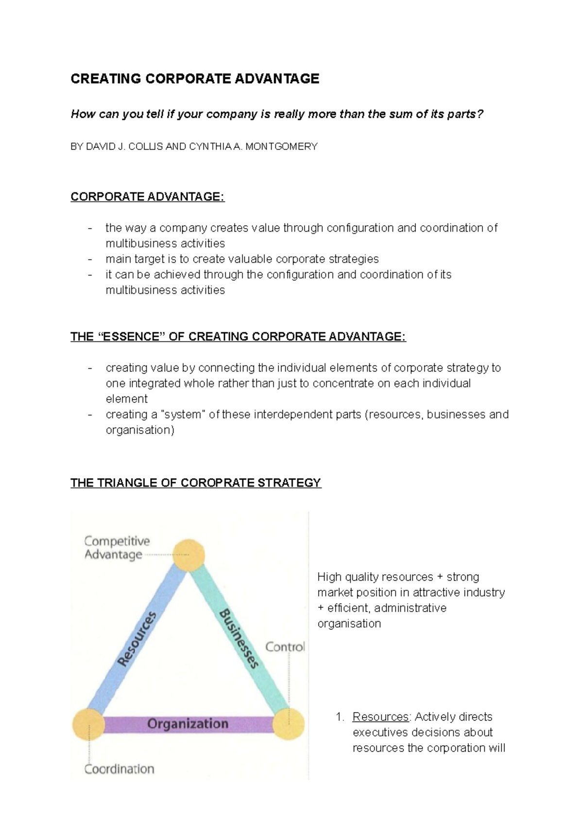 Creating Corporate Advantage - CREATING CORPORATE ADVANTAGE How can you ...