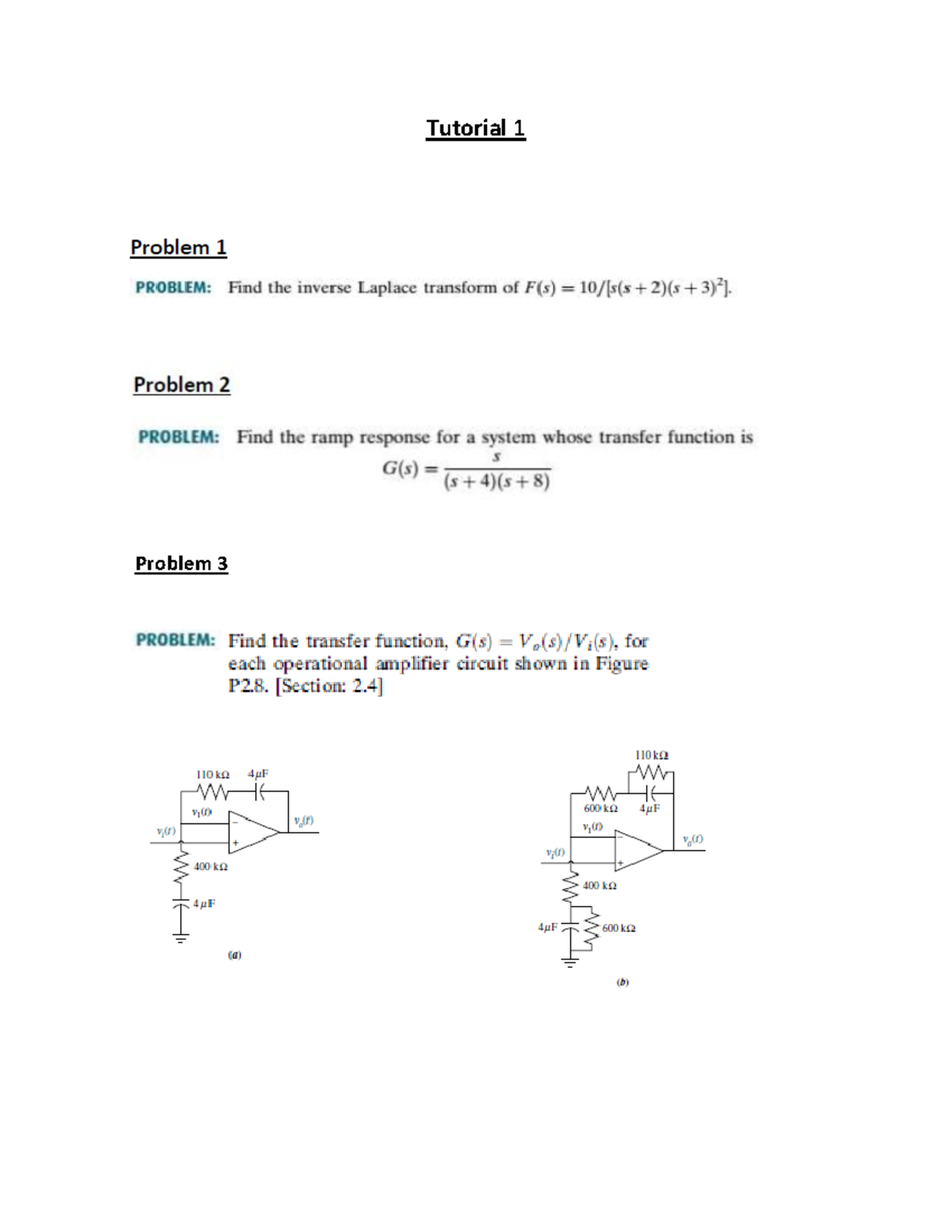Tutorial 1 - Practice Questions - ELG3155 - Tutorial Problem - Studocu