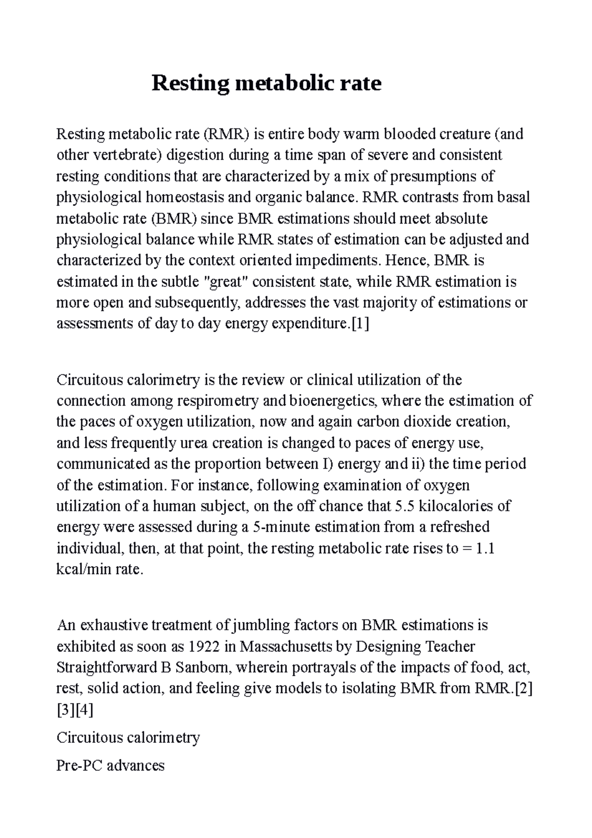 Resting metabolic rate - Resting metabolic rate Resting metabolic rate ...