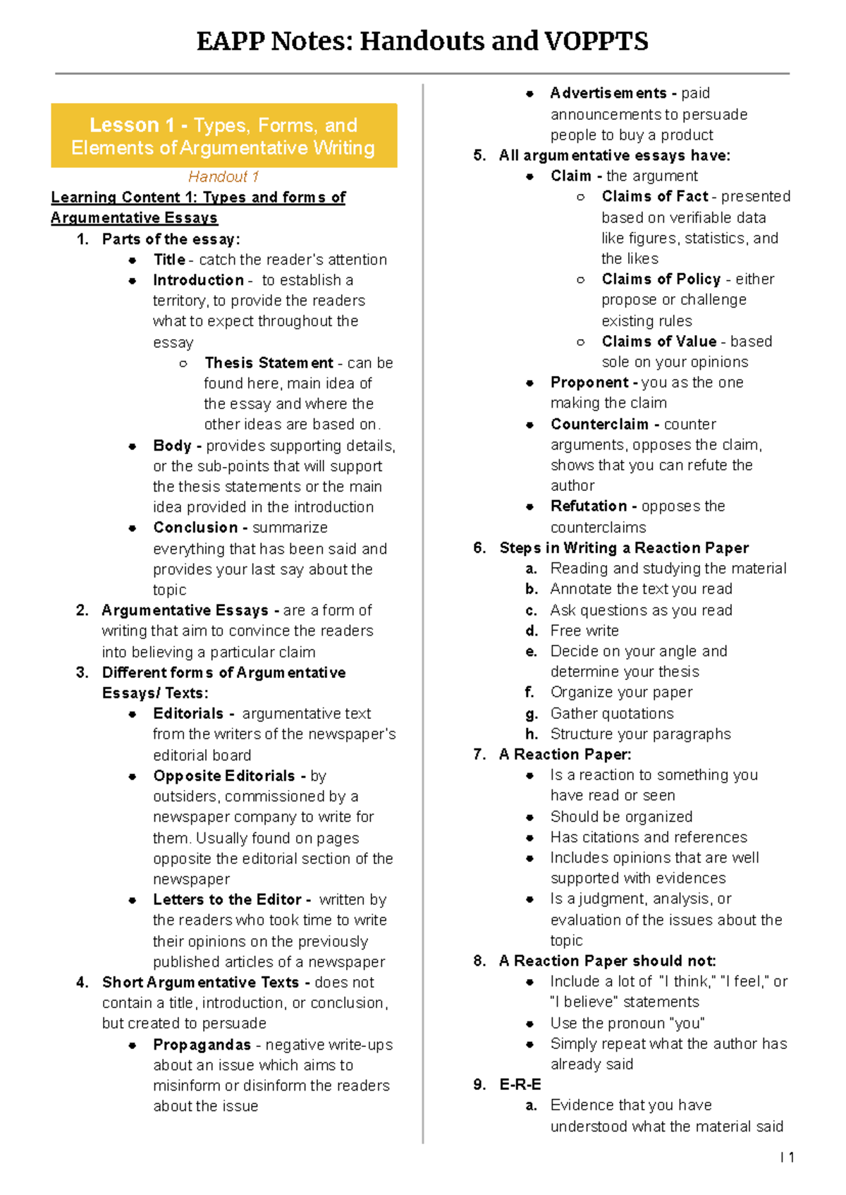 2Q-EAPP -Handouts-and- Voppts - EAPP Notes: Handouts and VOPPTS Lesson ...