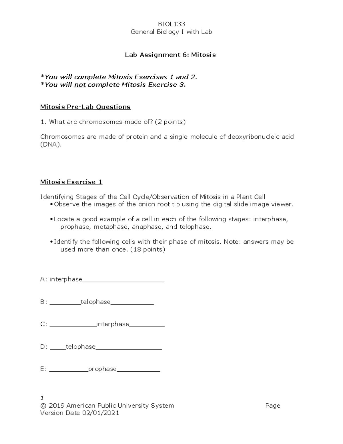 SOCI404 mitosis General Biology I with Lab - BIOL General Biology I ...