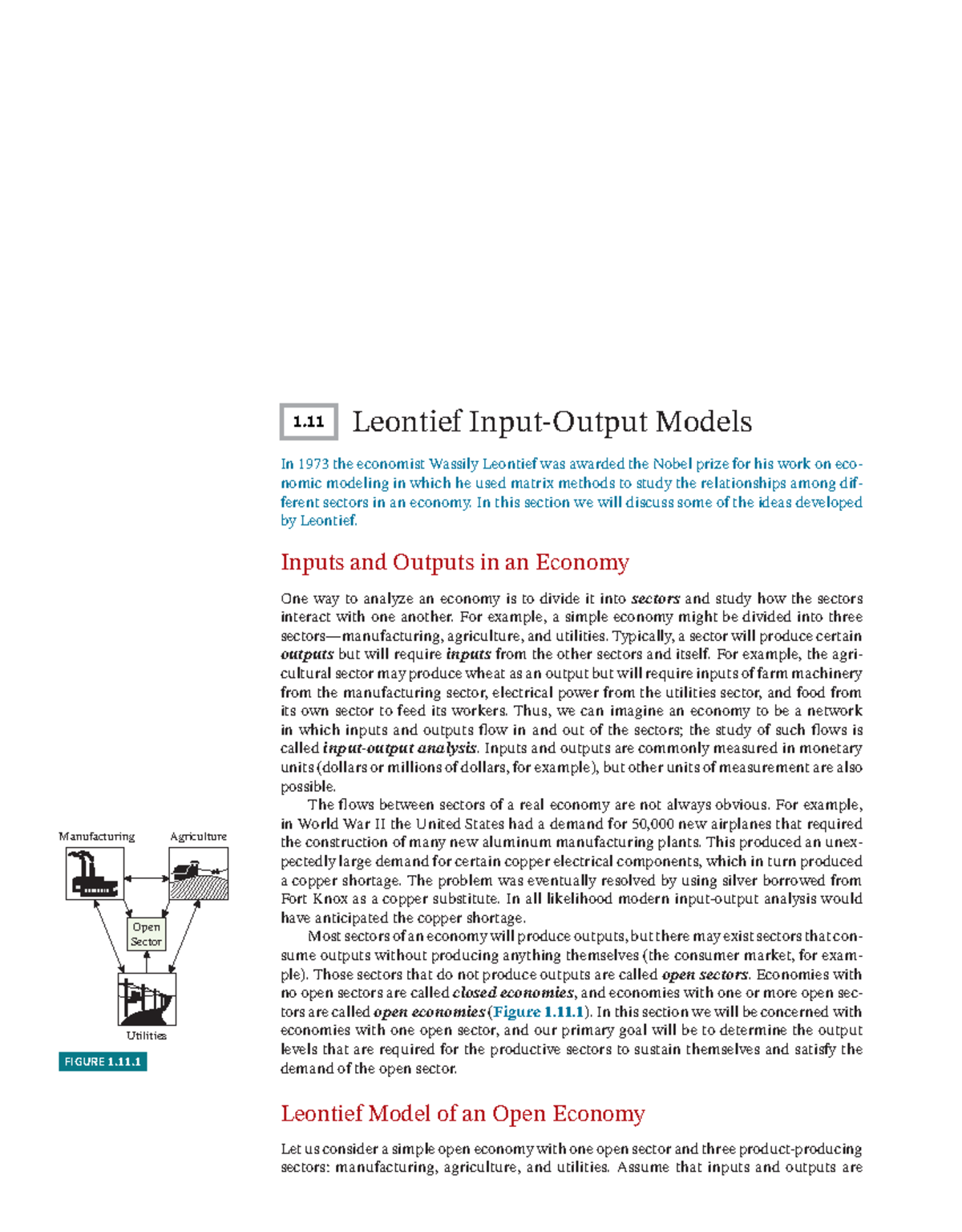 Input-otput Leontief Model - 1 Leontief Input-Output Models In 1973 the economist Wassily ...