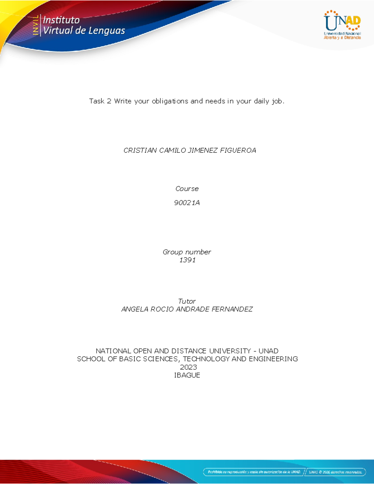 Appendix 2 - Template - Final Task 2 - Write your obligations and needs ...