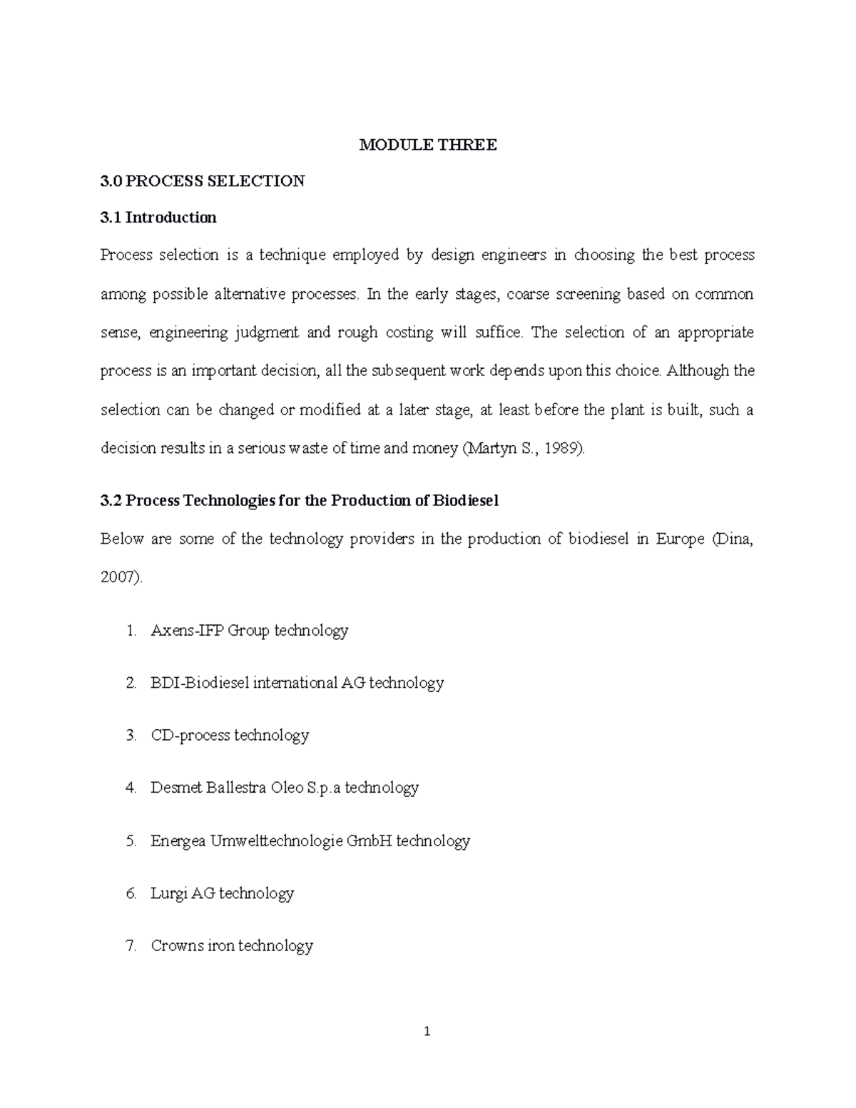 Module Three - MODULE THREE 3 PROCESS SELECTION 3 Introduction Process ...