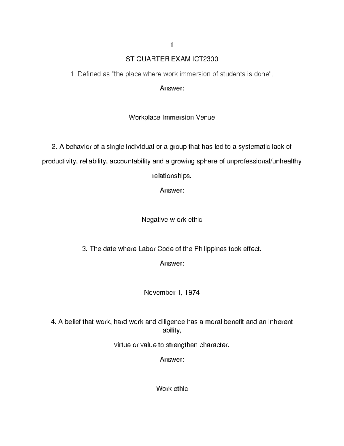 ICT-2300-WORK- Immersion COmputer Programming/ Grade 12 - Life and ...