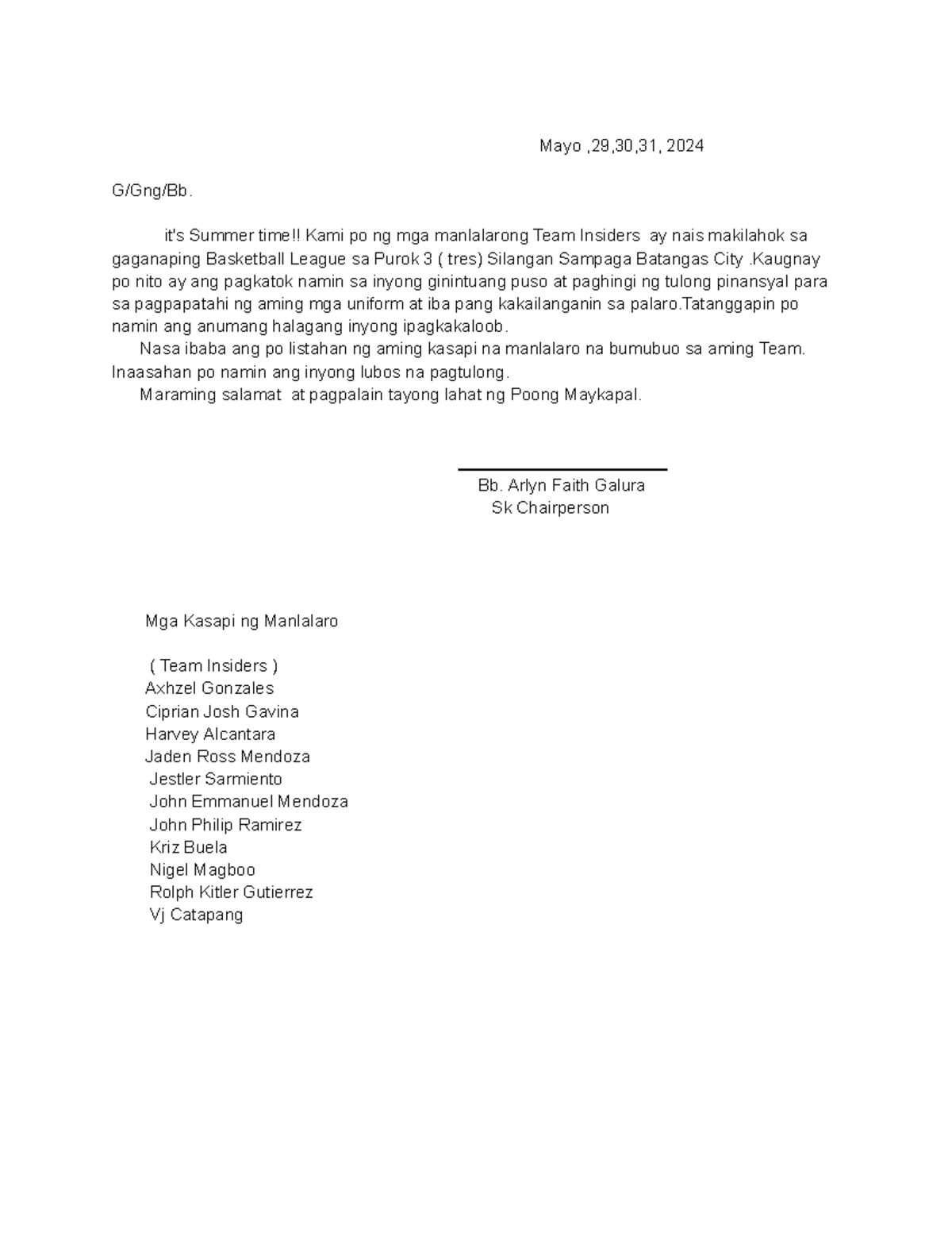 Solicitation-Letter-Bb - Mayo ,29,30,31, 2024 G/Gng/Bb. it's Summer ...