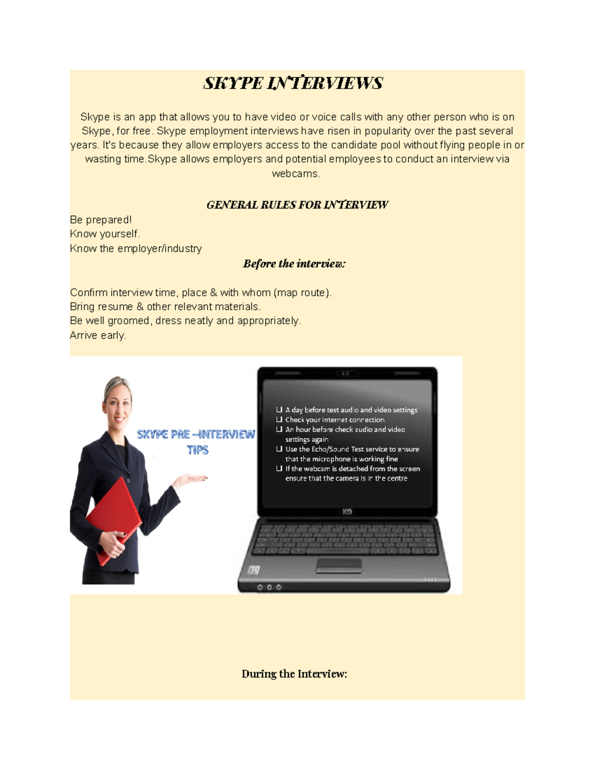 Skype Interview - Txtx - SKYPE INTERVIEWS Skype is an app that allows ...