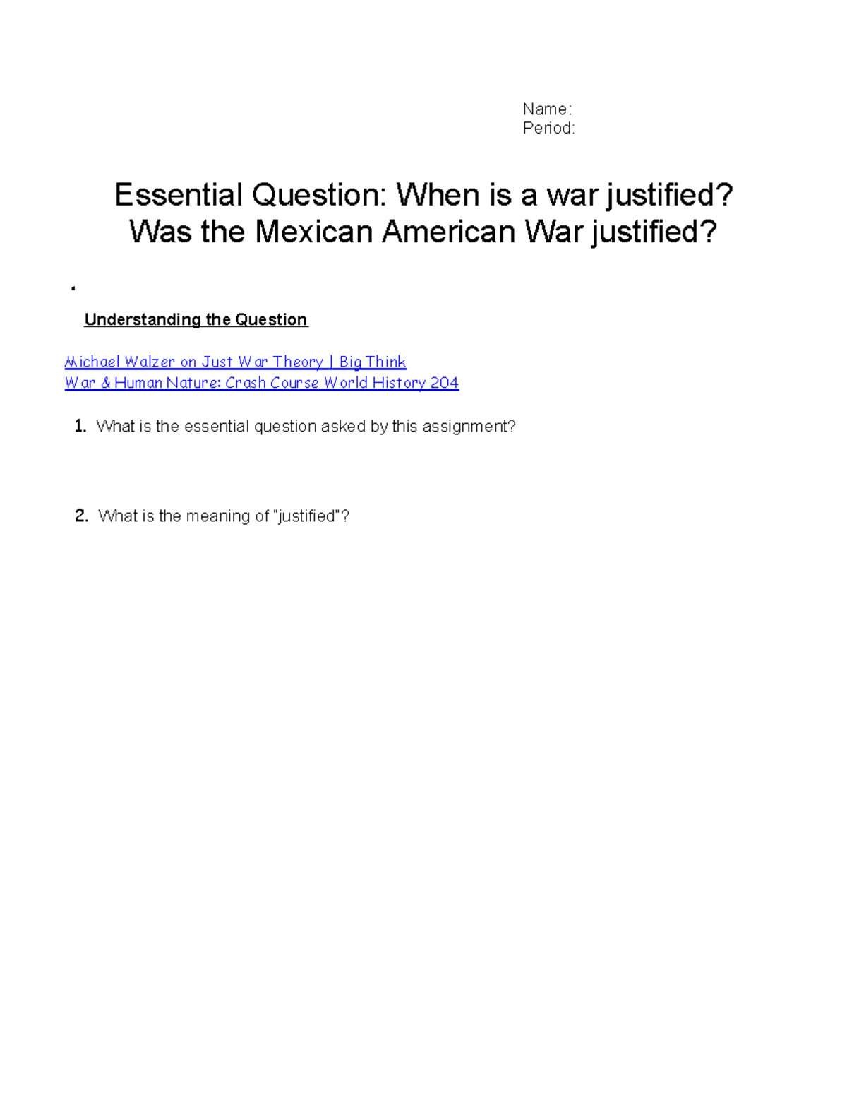 Copy of Mexican-American War DBQ - Name: Period: Essential Question ...