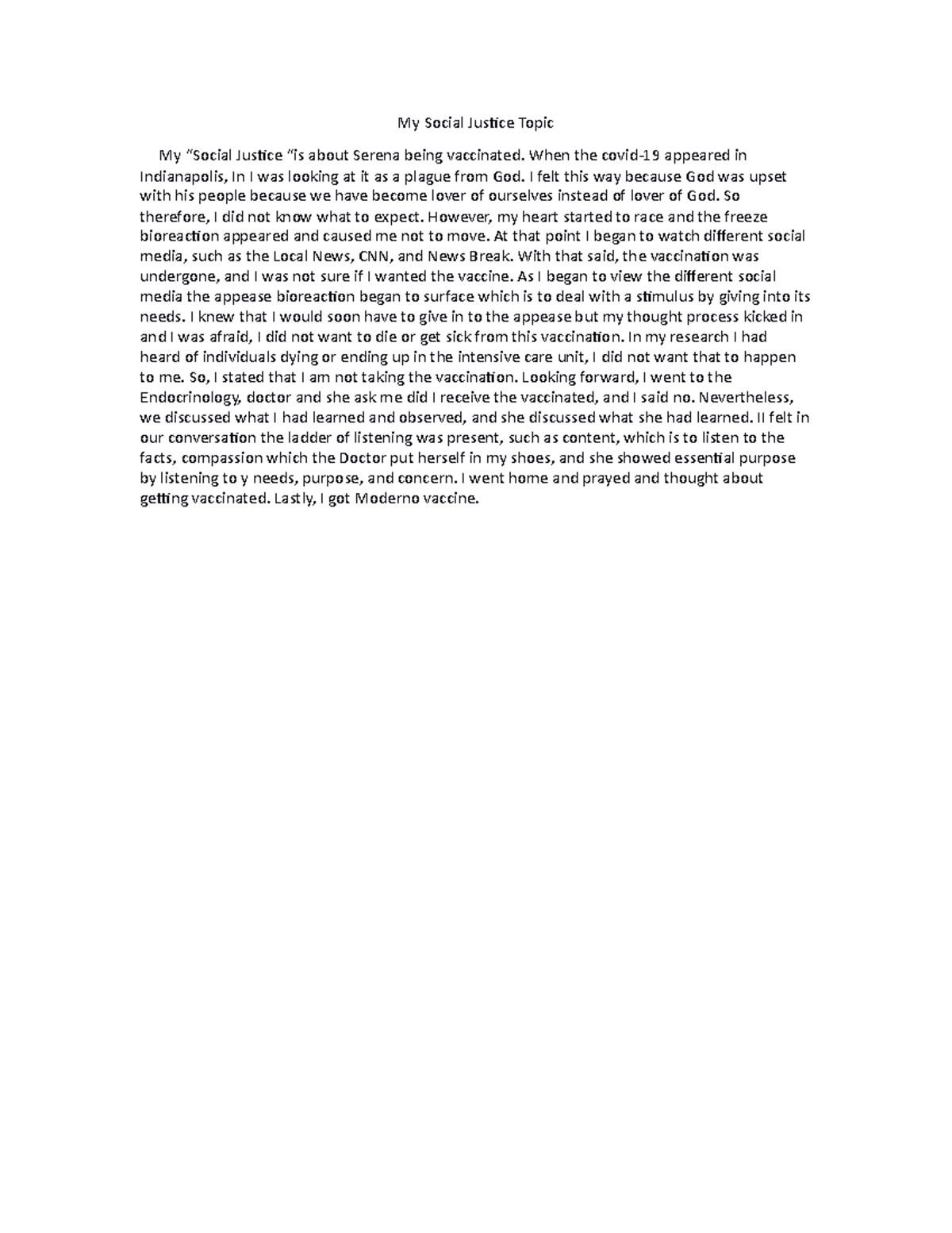 Social Justice Report - assignment for class. This paper is giving a ...