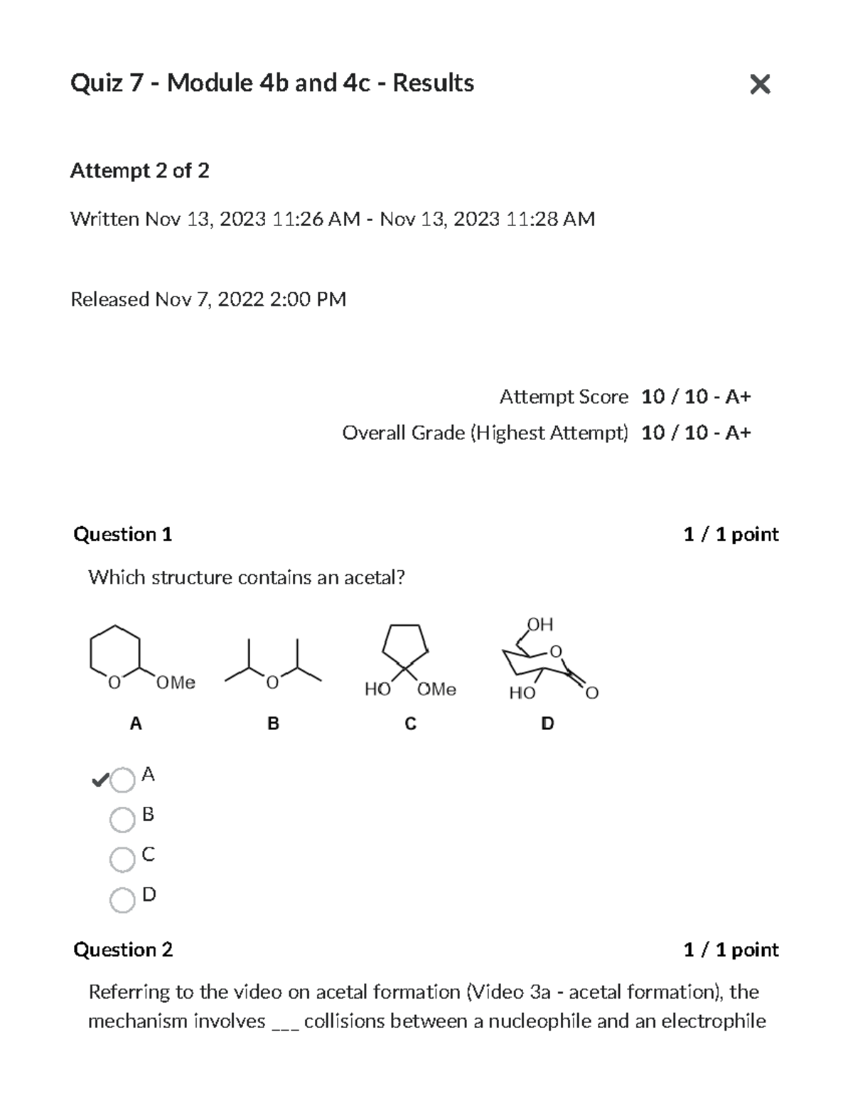 FALL 2023 FLYNN Quiz 7 Answers - Quiz 7 - Module 4b and 4c - Results ...