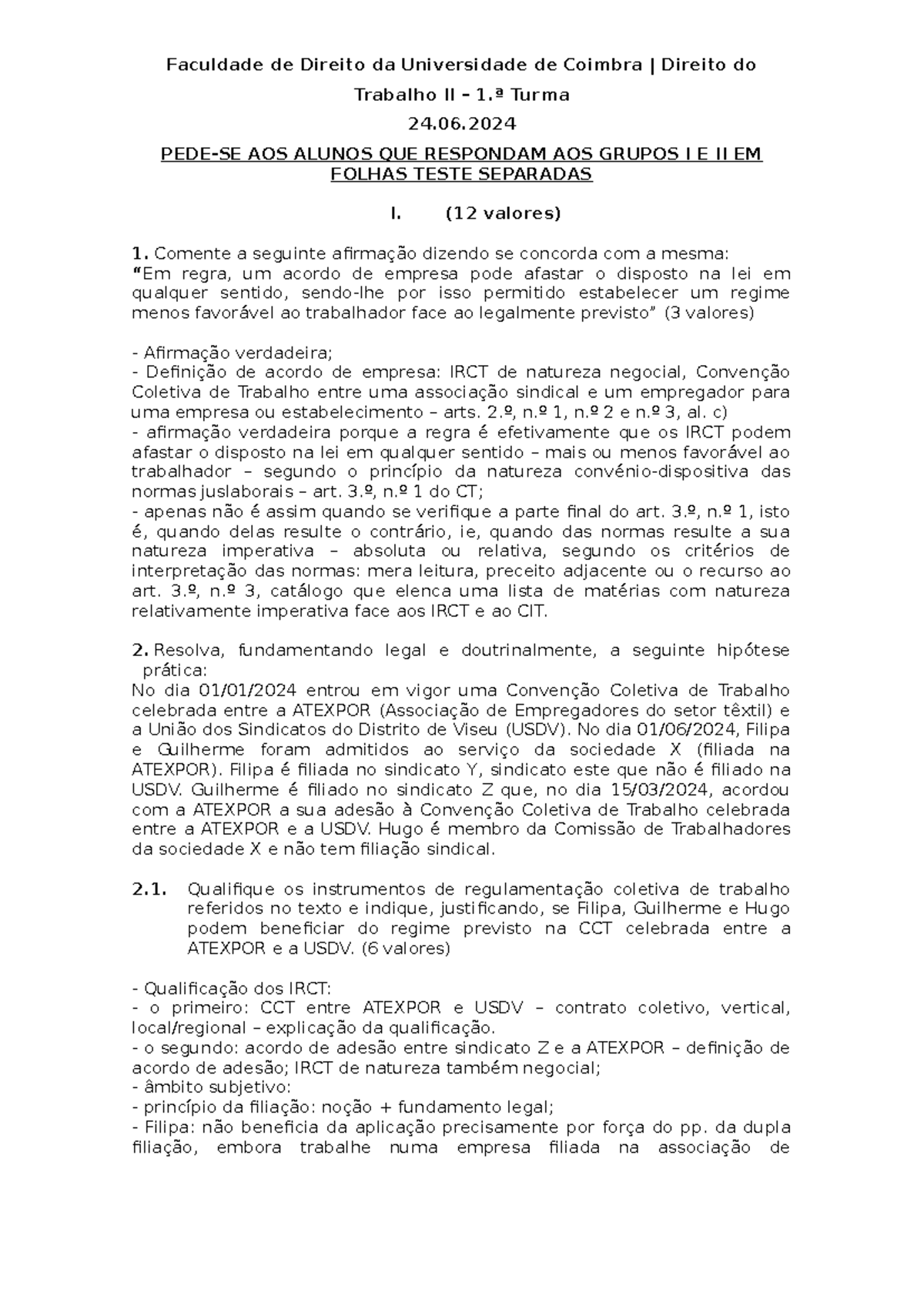24.06.2024.2024 DTII critérios 2 - Trabalho II – 1.ª Turma 24. PEDE-SE ...