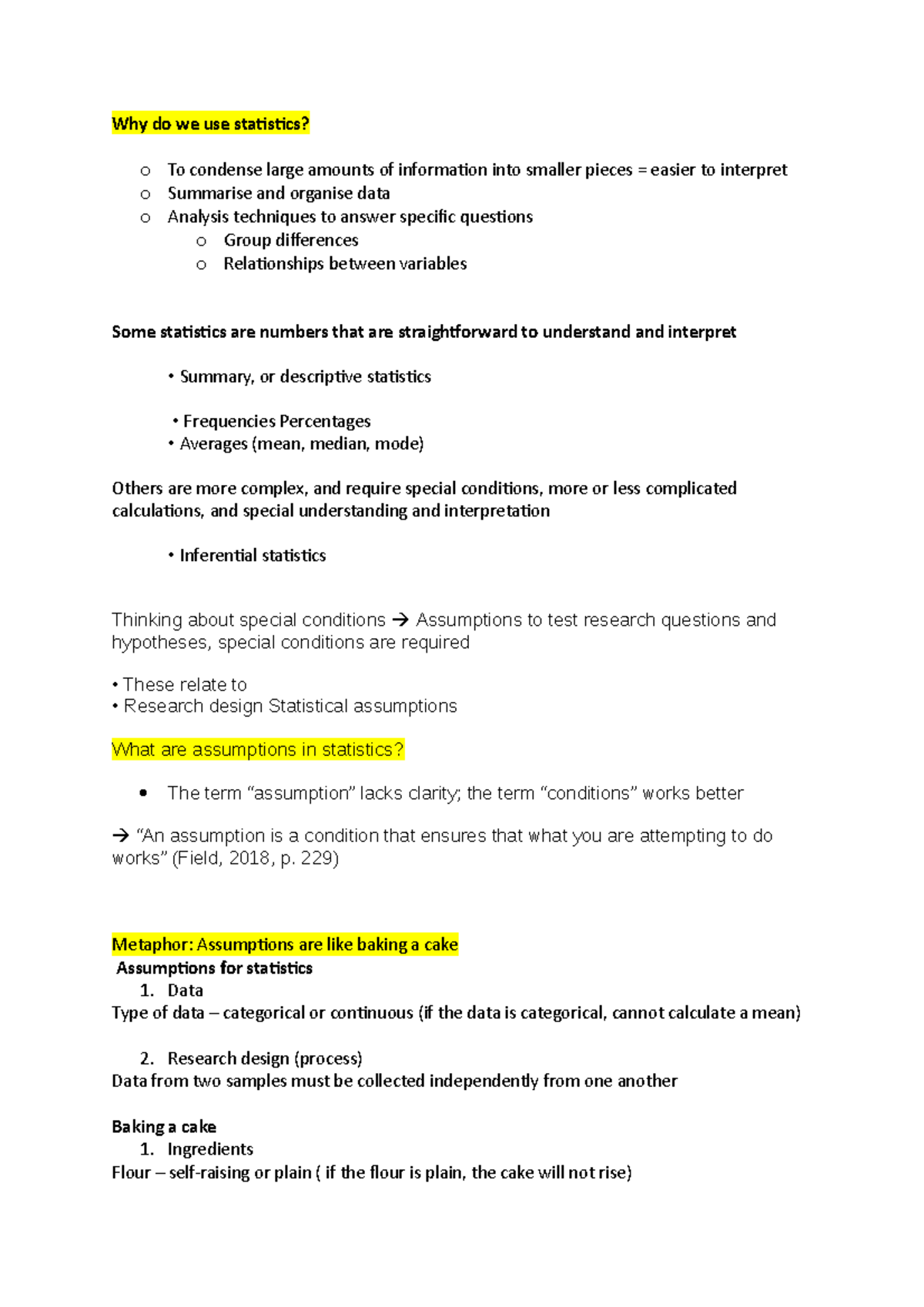 Lecture 1 - Why do we use statistics? o To condense large amounts of ...