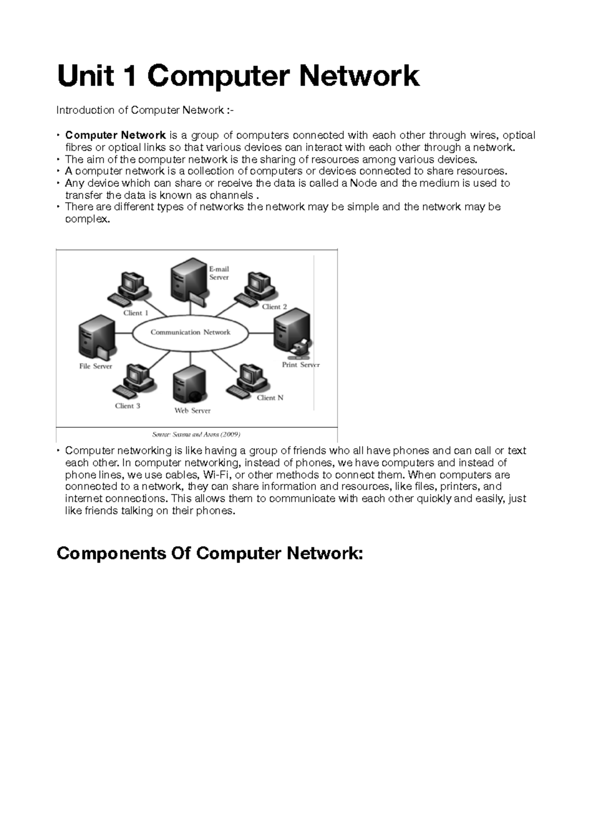 Unit 1 Computer Network - Unit 1 Computer Network Introduction of Computer Network :- Computer ...