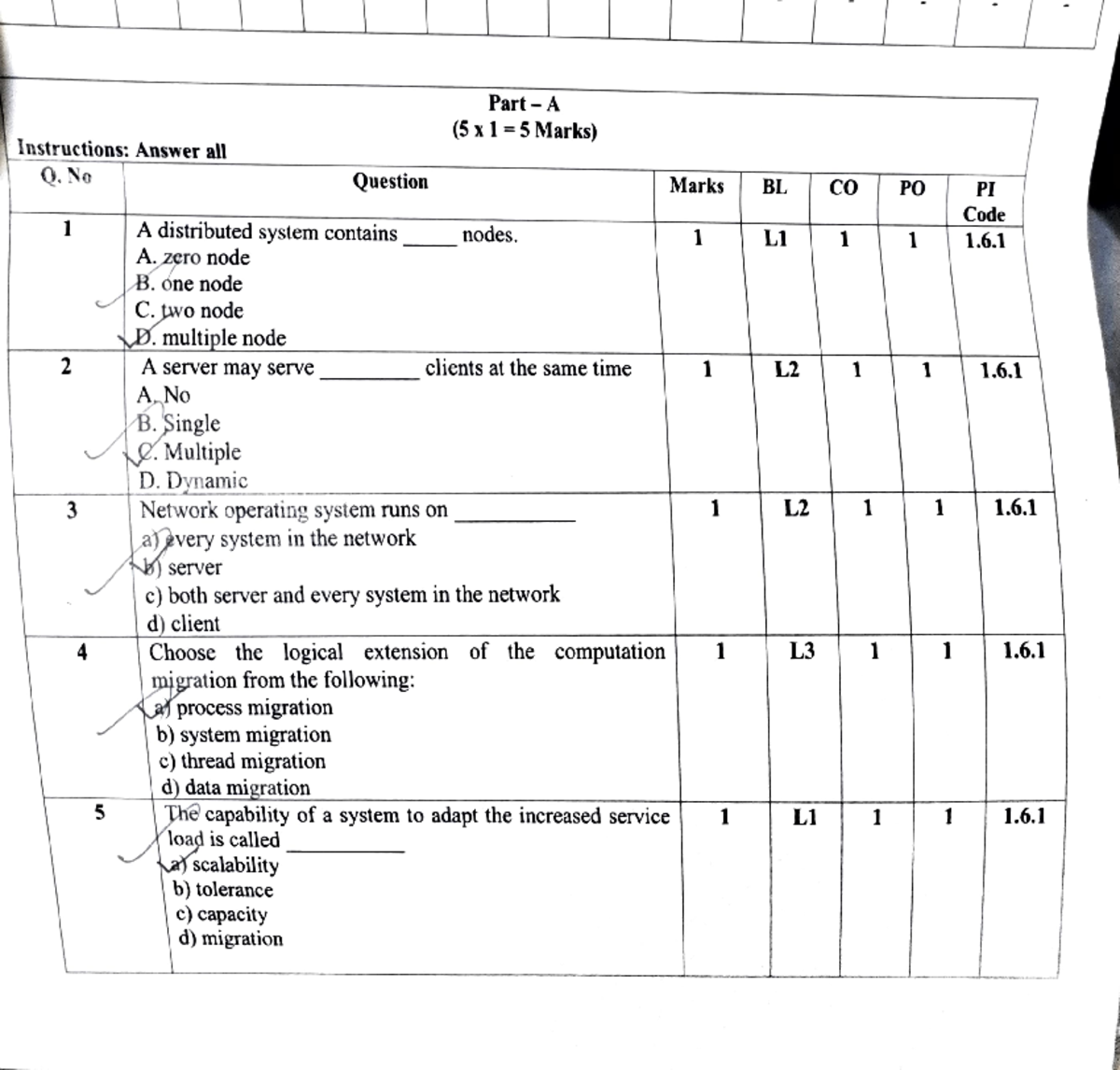 DOS CT1 - Dos ct1 qp - Instructions: Answer all 0. No 1 2 3 4 Adistributed system contains A ...