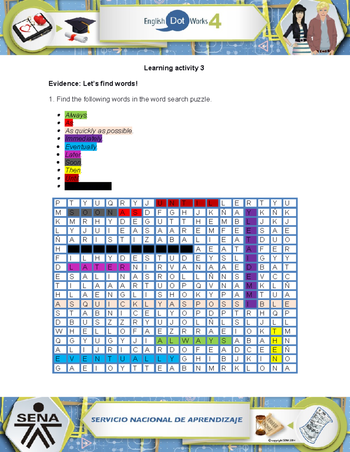 Evidence Lets find words - Learning activity 3 Evidence: Let’s find ...