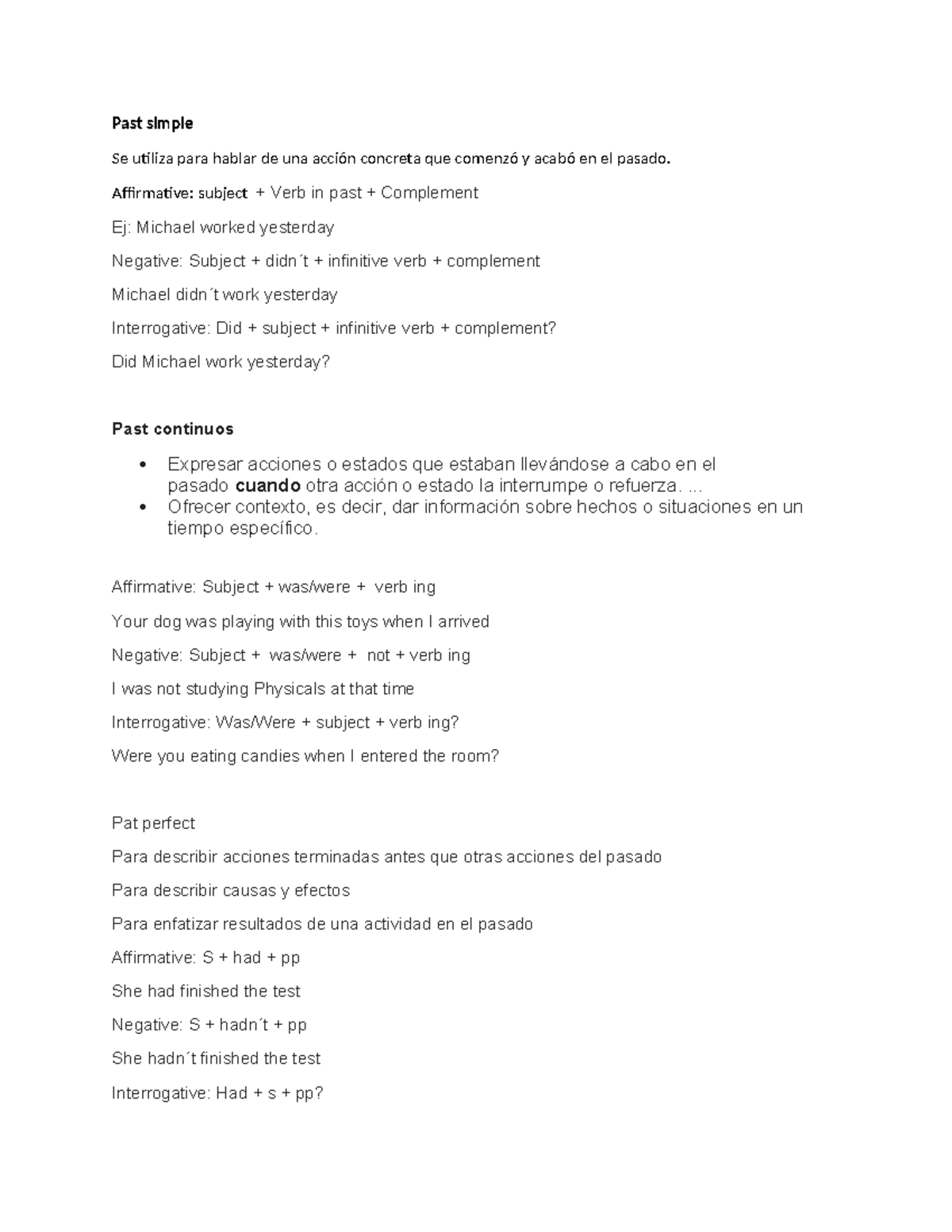 Past simple - Past simple Se utiliza para hablar de una acción concreta ...