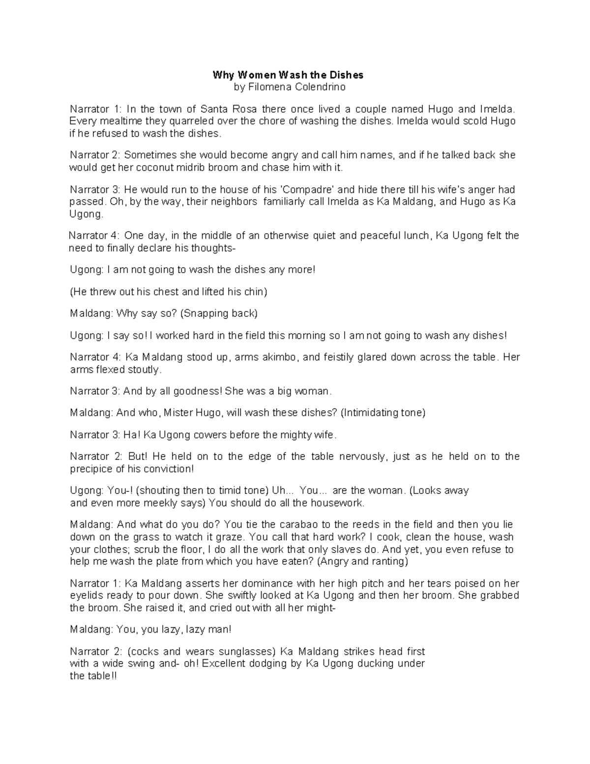 Why Women Wash the Dishes Script - Why Women Wash the Dishes by ...