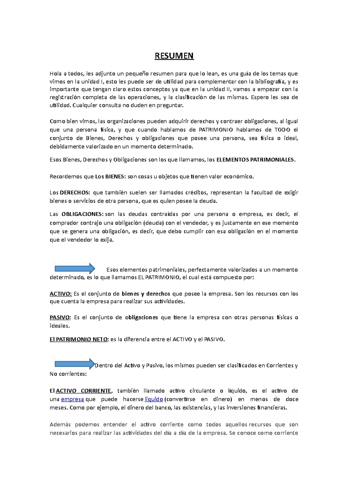 Repaso Unidad I 1 - RESUMEN Hola a todos, les adjunto un pequeño ...