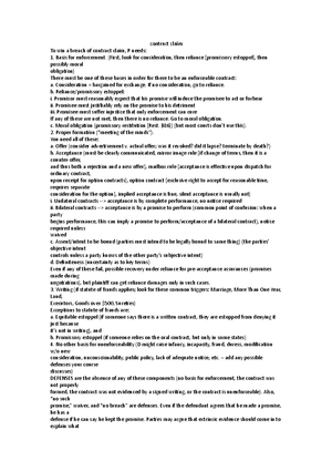 Contracts Handout and UCC Chart combined - CONTRACTS MNEMONICS 1) The ...